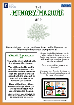 MeMa 2.0 – call for participants in the Nottinghamshire area – Horizon ...
